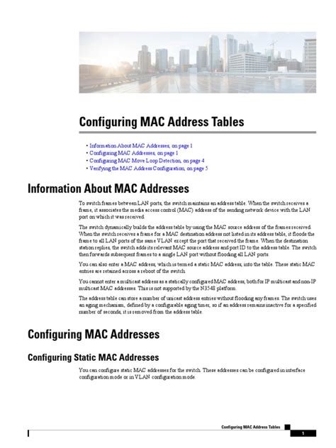 Configuring Mac Address Tables Information About Mac Addresses Pdf Network Switch Multicast