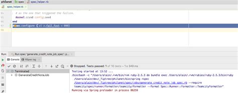 rspec test runner stops on first failed test ides support intellij platform jetbrains