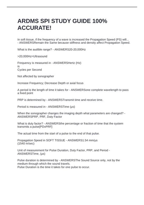 ARDMS SPI STUDY GUIDE ACCURATE ARDMS SPI Stuvia US