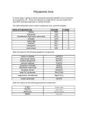 Polyatomic Ions Docx Polyatomic Ions In Some Cases A Group Of Atoms Commonly Associate