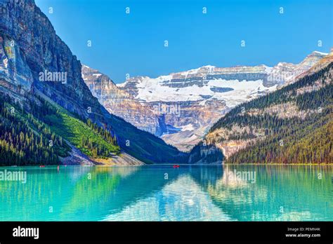 Lake Louise In Banff National Park With Its Glacier Fed Turquoise Lakes