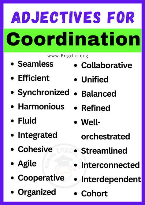 20 Best Words To Describe Coordination Adjectives For Coordination