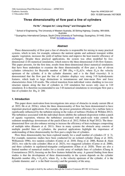 Pdf Three Dimensionality Of Flow Past A Line Of Cylinders