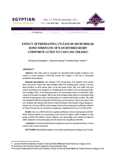 Pdf Effect Of Preheating Cycles On Microshear Bond Strength Of