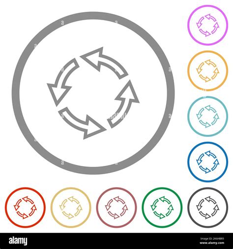 Rotate Left Outline Flat Color Icons In Round Outlines On White Background Stock Vector Image
