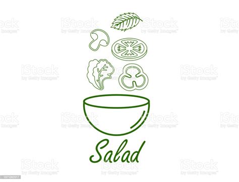 Salad Line Art Vector Illustration Stock Illustration Download Image Now Design Food