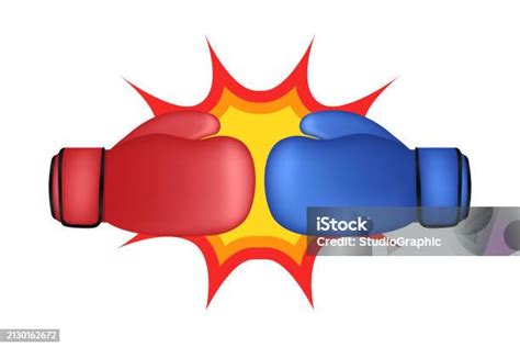 권투 글러브 레슬링 아이콘 빨간색 대 파란색 전투 엠블럼 만화 싸우고 있는 권투 글러브 스포츠와 게임 경쟁 개념 벡터 일러스트