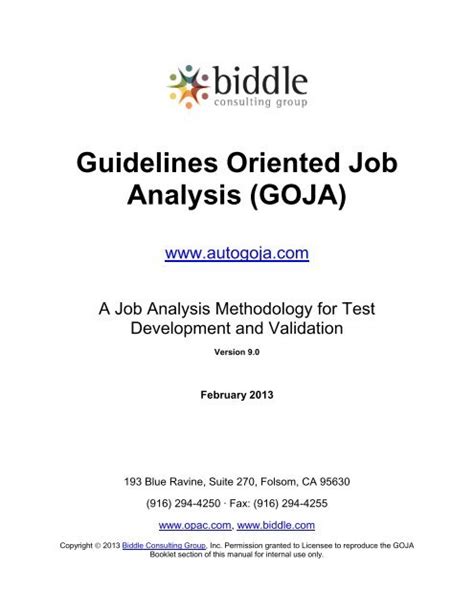 Guidelines Oriented Job Analysis Goja Autogoja