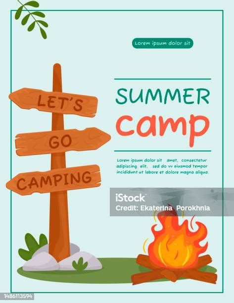 여름 캠핑 여행 여행 하이킹 관광 자연 여행 피크닉을 위한 A4 포스터 포스터 배너 전단지 표지 특별 행사 광고 디자인 플랫