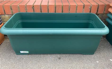 Green Extra Large Long Garden Planter Plant Pot Plastic Trough