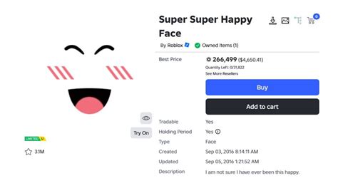 Roblox Super Super Happy Face Video Gaming Gaming Accessories In