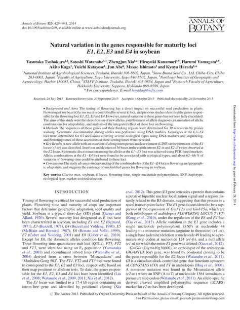 Pdf Natural Variation In The Genes Responsible For Maturity Loci E1
