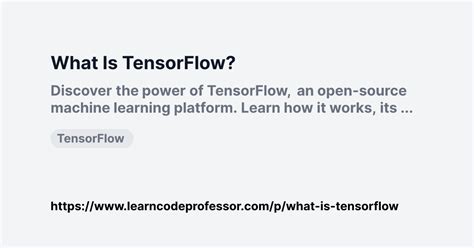 What Is Tensorflow Learncodeprofessor