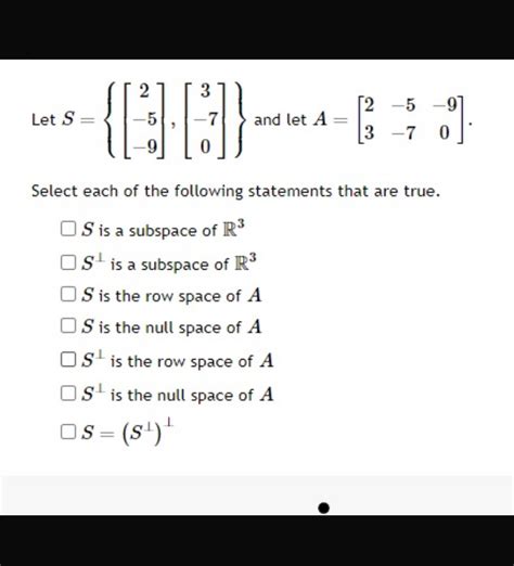 Solved Let S 2 5 9 3 70 And Let A 2 5 93 70 Select Chegg Com