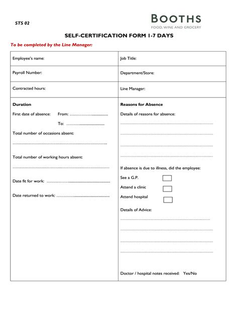 Self Certification Form Printable Fill And Sign Printable Template
