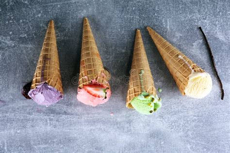 Set Of Ice Cream Scoops Of Different Colors And Flavours Stock Image Image Of Refreshing