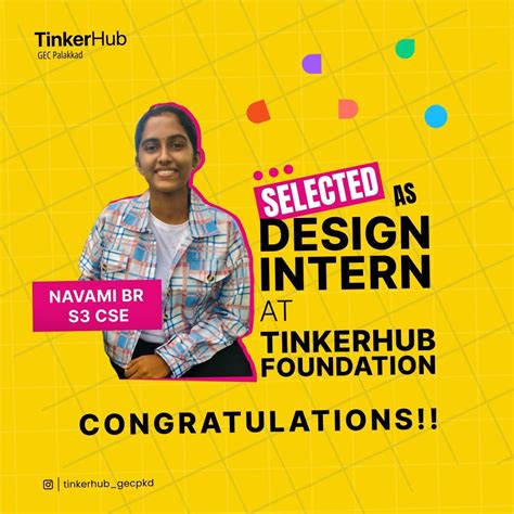 Tinkerhub Gec Palakkad On Linkedin Navami Br S3 Cse Selected As Design