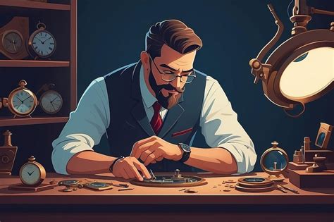 Flat Style Vector Illustration Of A Watchmaker Character Premium Ai