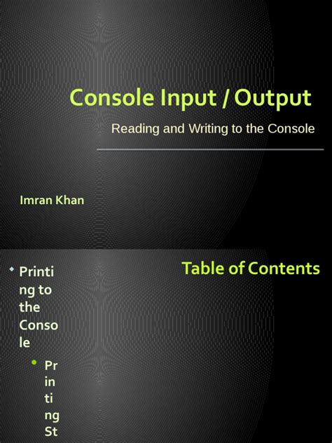 Console Input Output Reading And Writing To The Console Pdf