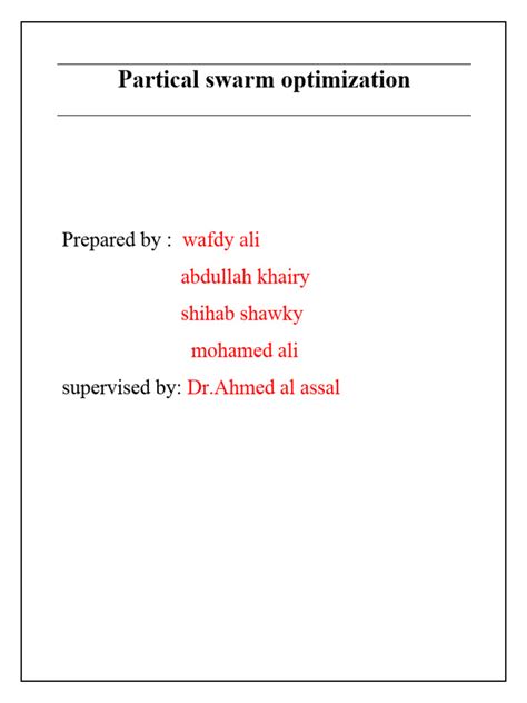Partical Swarm Optimization Pdf Mathematical Optimization Velocity