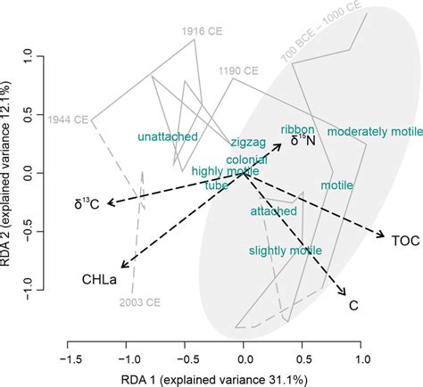 Redundancy Analysis Rda Biplot Of Functional Diatom Community Download Scientific Diagram