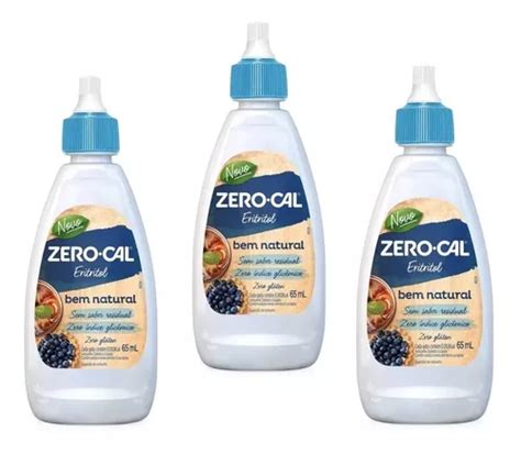 3 Adoçante Zero Cal Eritritol Líquido 65ml Mercadolivre