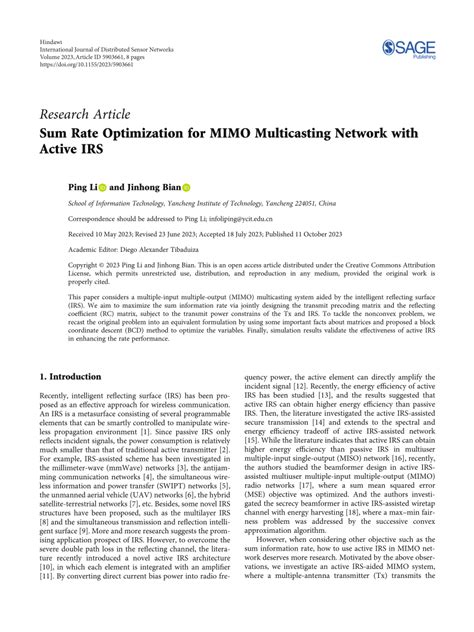 Pdf Sum Rate Optimization For Mimo Multicasting Network With Active Irs