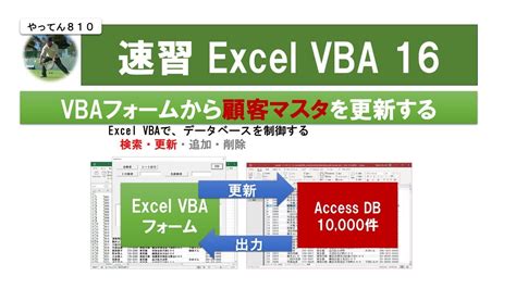 Excel Vbaado Access 16 顧客マスタを修正する Excel Vba Access Youtube