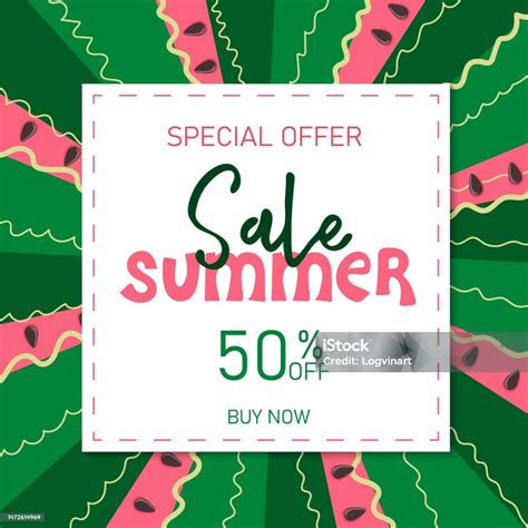 매장 마케팅 프로모션을 위한 수박 소용돌이 배경이 있는 여름 판매 배너 개념에 대한 스톡 벡터 아트 및 기타 이미지 개념