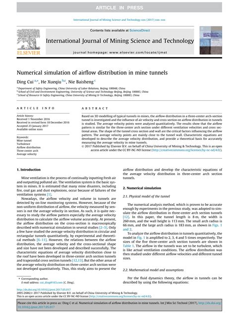 solution numerical simulation of airflow distribution in mine tunnels