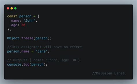 Mulualem Eshetu On Linkedin Js Tip 001 `objectfreeze` Prevents Any Modifications To An
