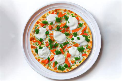 Surpreendente Muitos Flocos De Vegetais No Prato Com Molho Branco Generative Ai Foto Premium