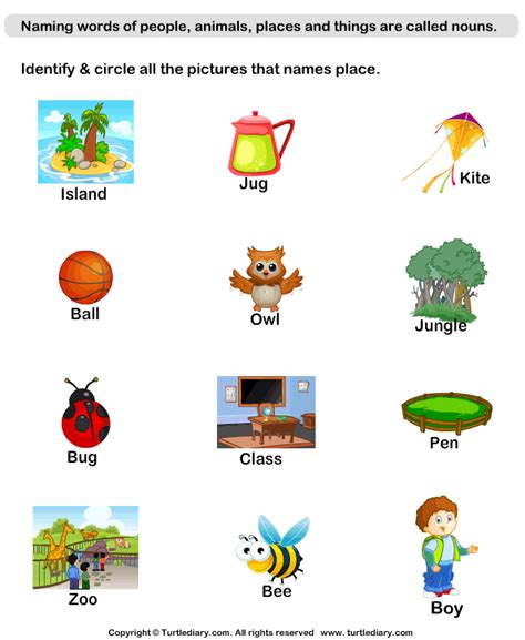 Naming Place Nouns Turtle Diary Worksheet