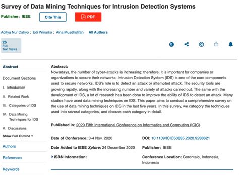 Publikasi Survey Of Data Mining Techniques For Intrusion Detection Systems Kecerdasan Buatan