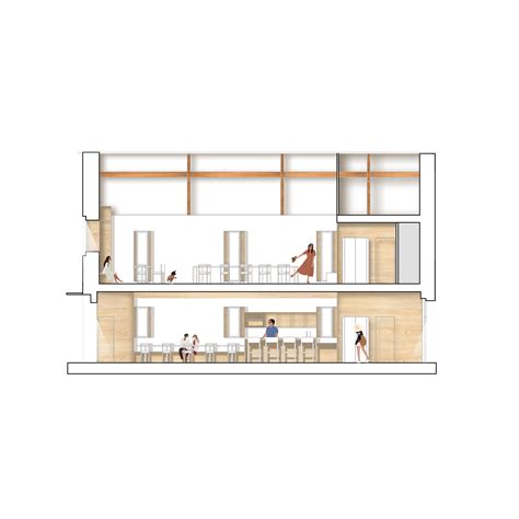 Section Architectural Photoshop Render Café Litterary