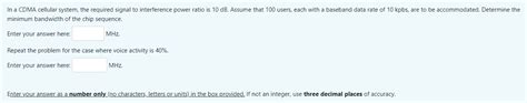 Solved In A Cdma Cellular System The Required Signal To
