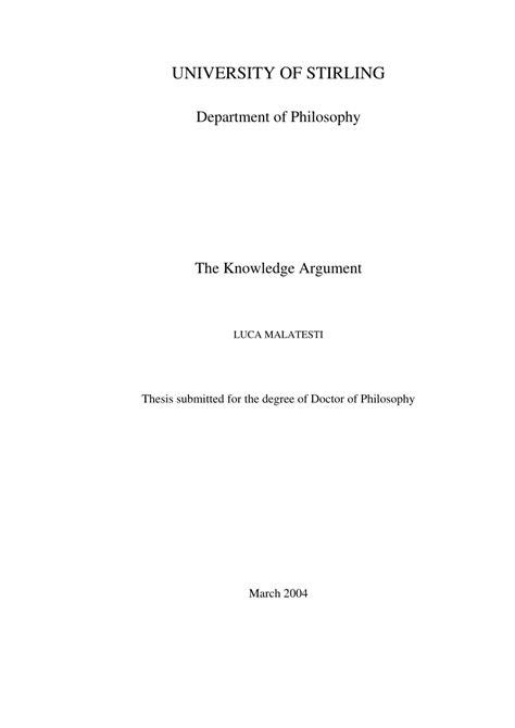 Pdf The Knowledge Argument