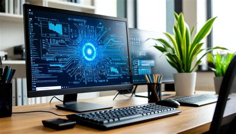 Computer Screen With Complex Ai Development Diagrams And Programs Stock