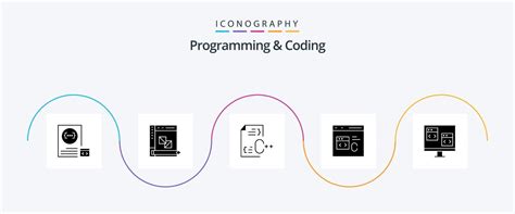 programming and coding glyph 5 icon pack including coding c panel