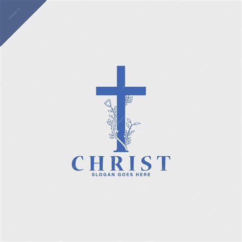 십자가 기호 미니멀리스트 디자인의 그리스도 로고 프리미엄 벡터