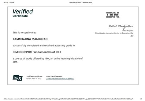 Tamminaina Manikiran On Linkedin C Programming Ibm Edx Learning