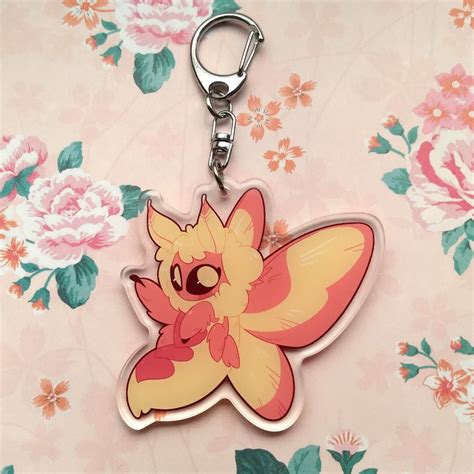 Rosy Maple Moth 25 Inch Acrylic Charm Keychain Etsy