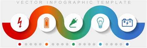 전원 및 에너지 인포그래픽 벡터 템플릿 아이콘 세트 볼트 배터리 플러그 및 전구와 같은 기타 아이콘 웹 디자인 및 모바일 응용 프로그램 콘센트에 대한 스톡 벡터 아트 및