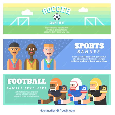 Free Vector Set Of Sporty Banners With Players