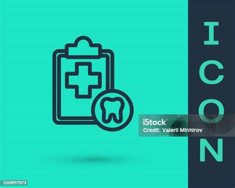 녹색 배경에 격리 치과 카드 또는 환자 의료 기록 아이콘 블랙 라인 클립 보드 치과 보험 치과 진료소 보고서 벡터 건강 진단에 대한 스톡 벡터 아트 및 기타 이미지 Istock