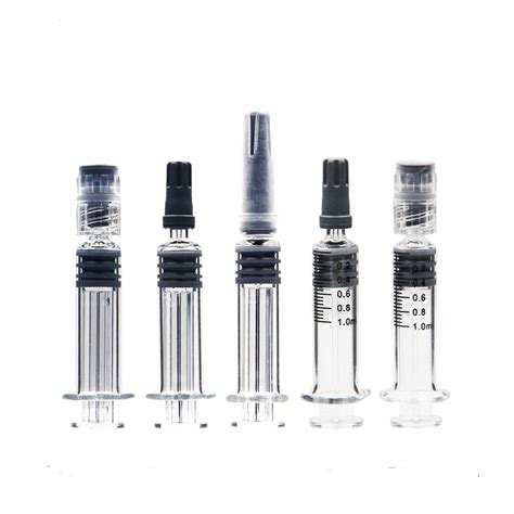1ml 2 25ml 3ml 5ml Prefilled Borosilicate Glass Syringe Plastic Plunger