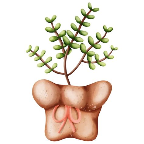 Premium Vector A Drawing Of A Tree Growing Out Of A Pot With A Pink Ribbon On It