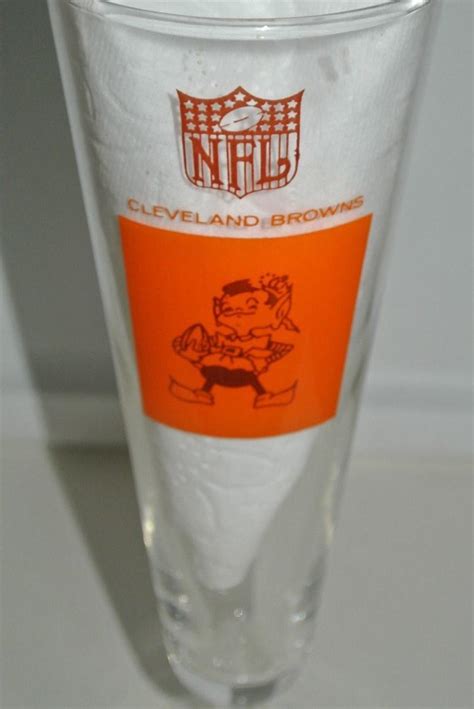 Vintage 1960s Nfl Cleveland Browns Football Drinking Beer Glass Brownie Elf Logo 1867242886