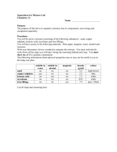 Separation Of A Mixture Lab Report Sheet