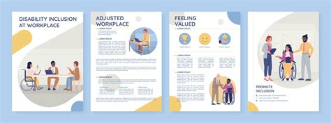 Disability Inclusion At Workplace Flat Vector Brochure Template Booklet Leaflet Printable Flat